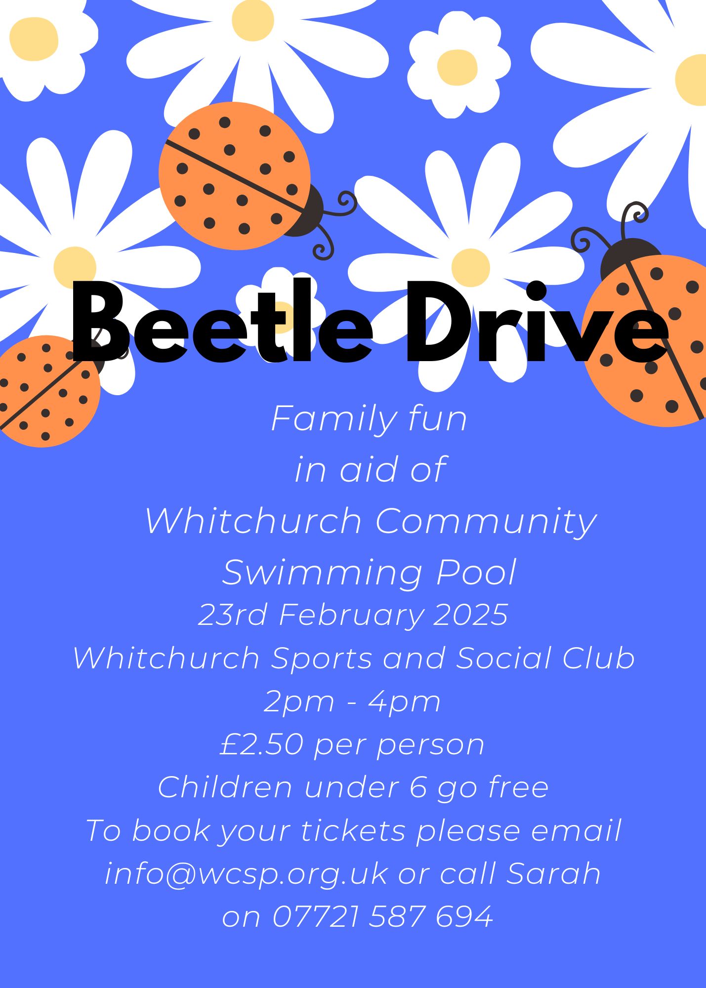 Beetle Drive 23rd February 2025 – Whitchurch Community Swimming Pool